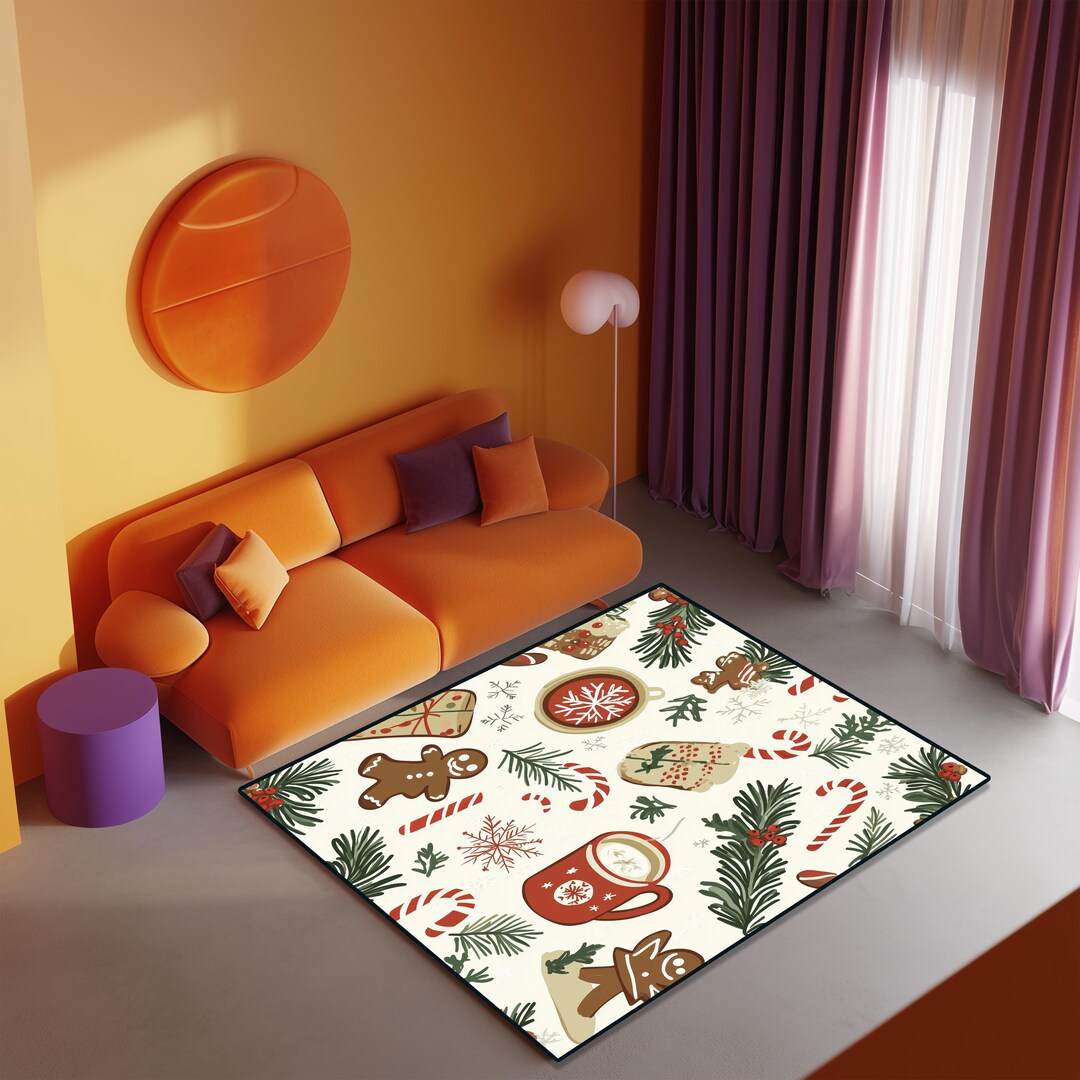 Holiday Themed Rug Gingerbread, Hot Cocoa, Christmas Decor Rug Cozy ...