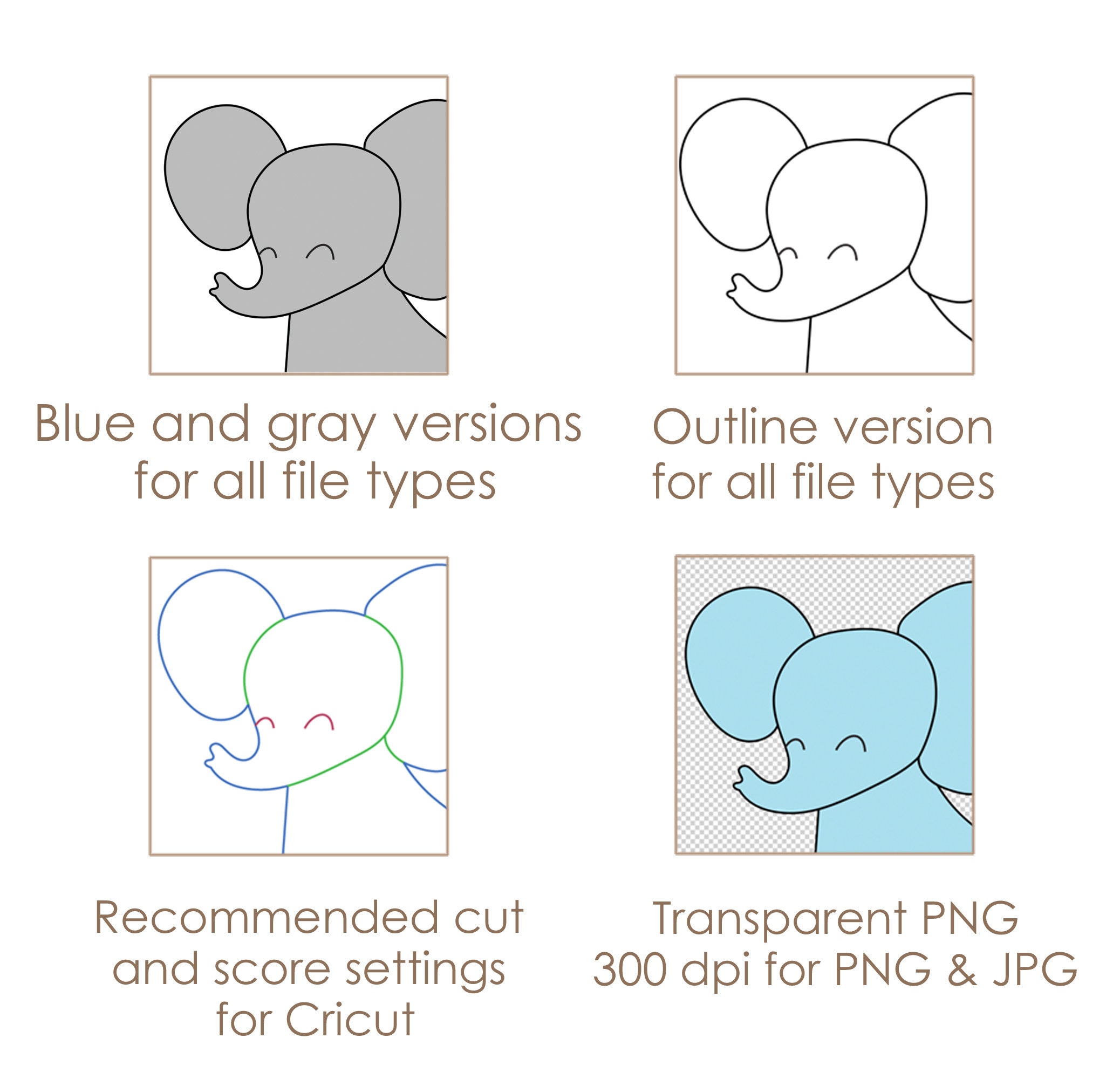 Baby Elephant Clipart SVG, EPS & PNG Cartoon Image -- Digital Download ...