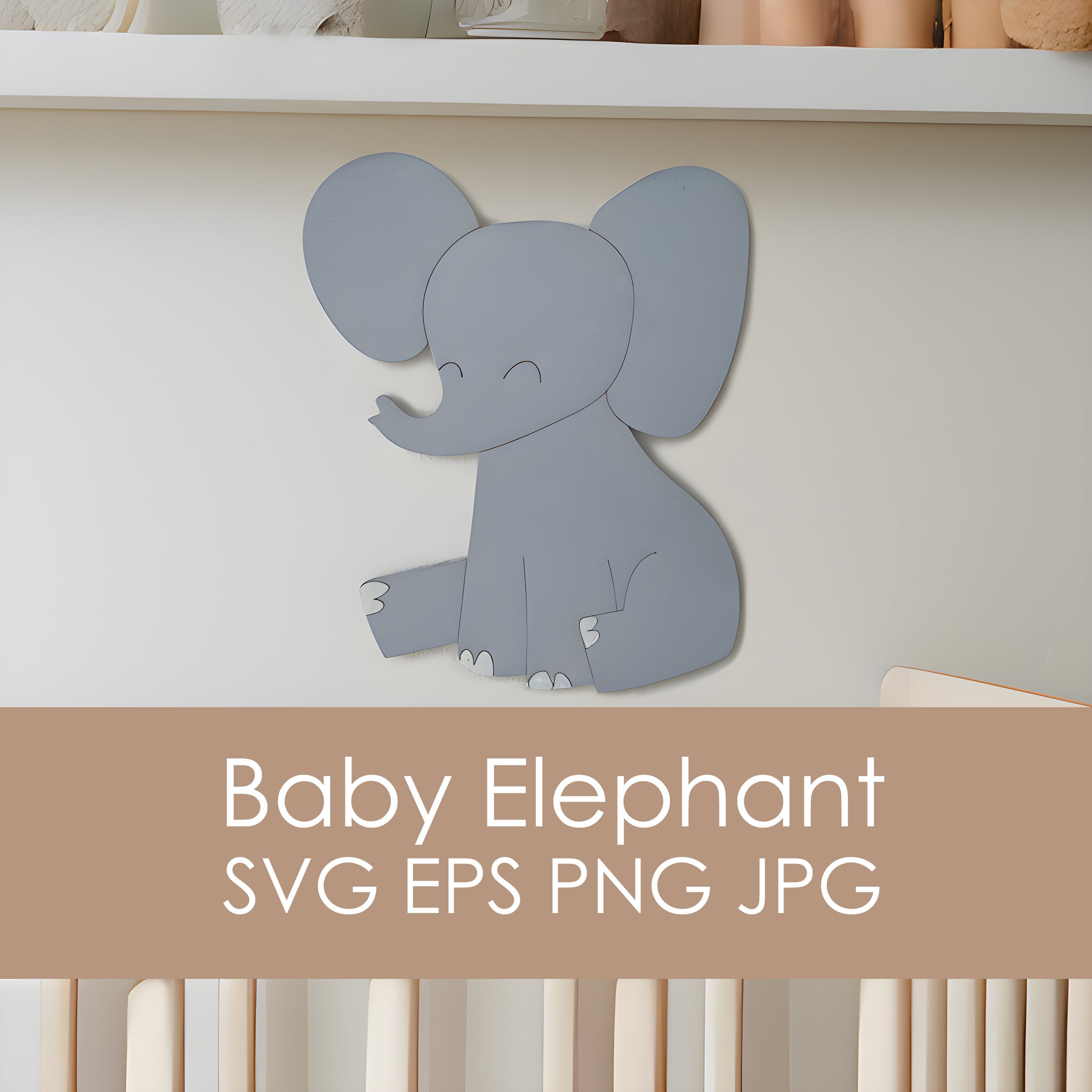 Baby Elephant Clipart SVG, EPS & PNG Cartoon Image -- Digital Download ...