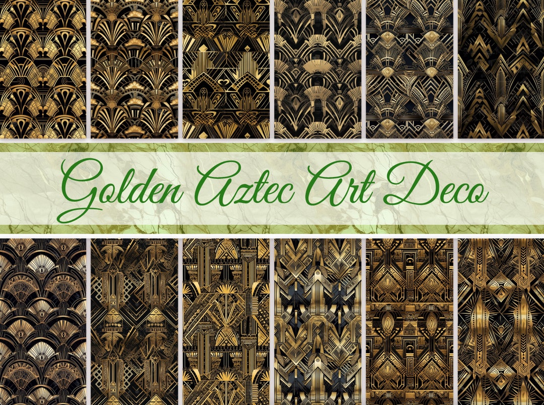 Seamless Gold Aztec Art Deco Texture Digital Paper - SEAMLESS - Art ...