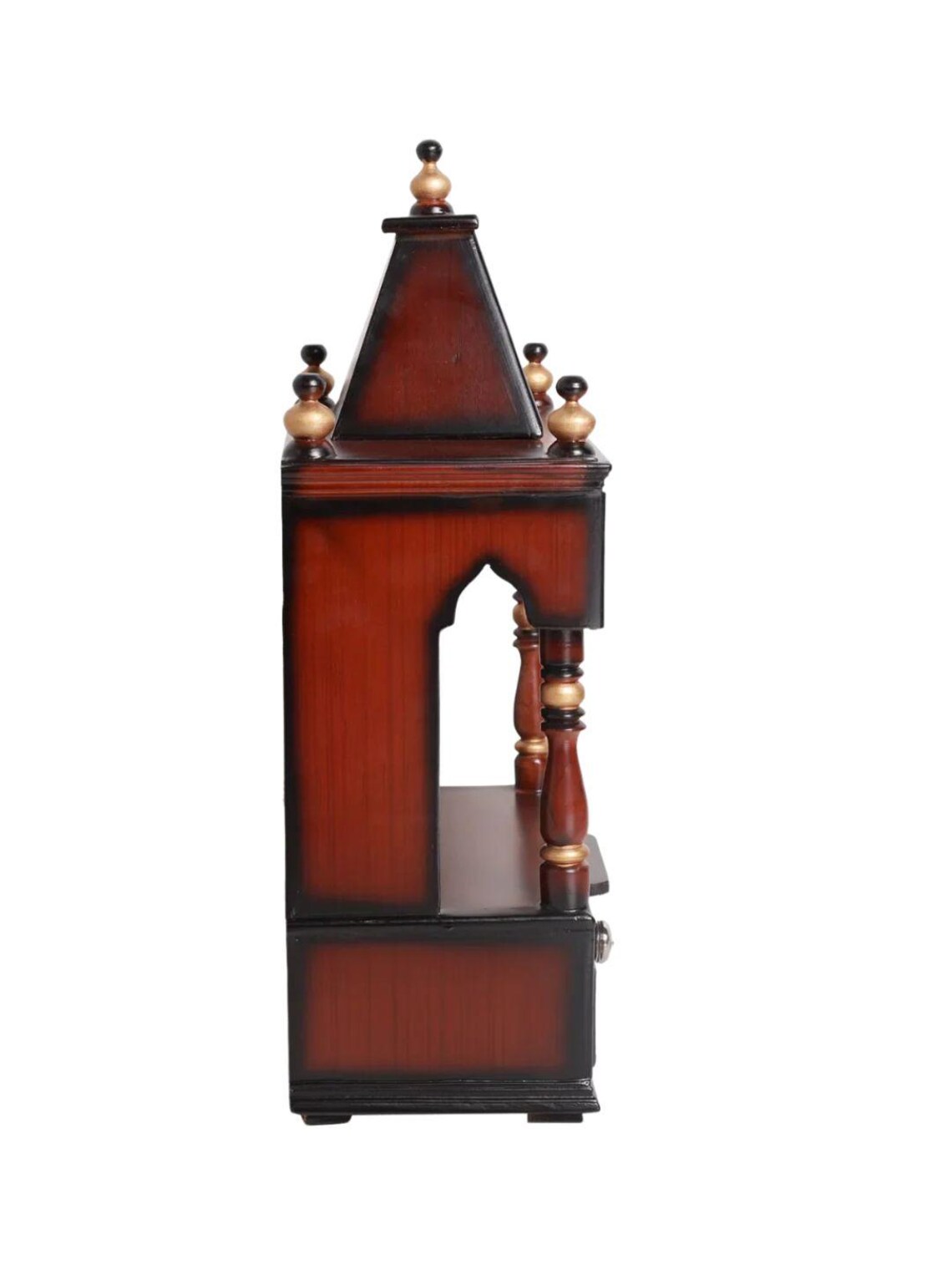 Alaya Wall Mount Pooja Mandir Without Door (brown Gold), Small Wooden ...