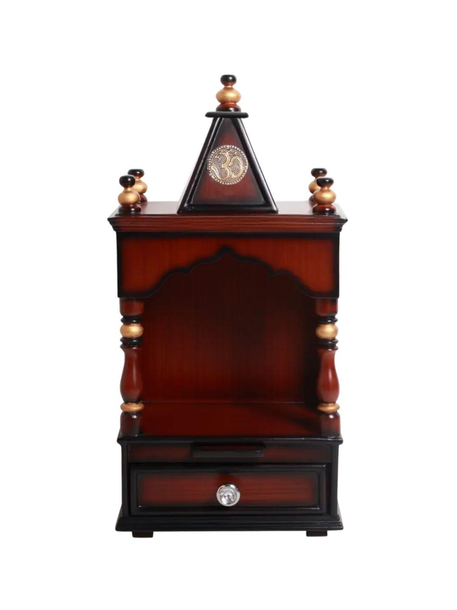 Satvika Wall Mount Pooja Mandir Without Door (brown Gold), Small Wooden ...