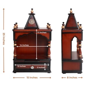 Alaya Wall Mount Pooja Mandir Without Door (brown Gold), Small Wooden ...