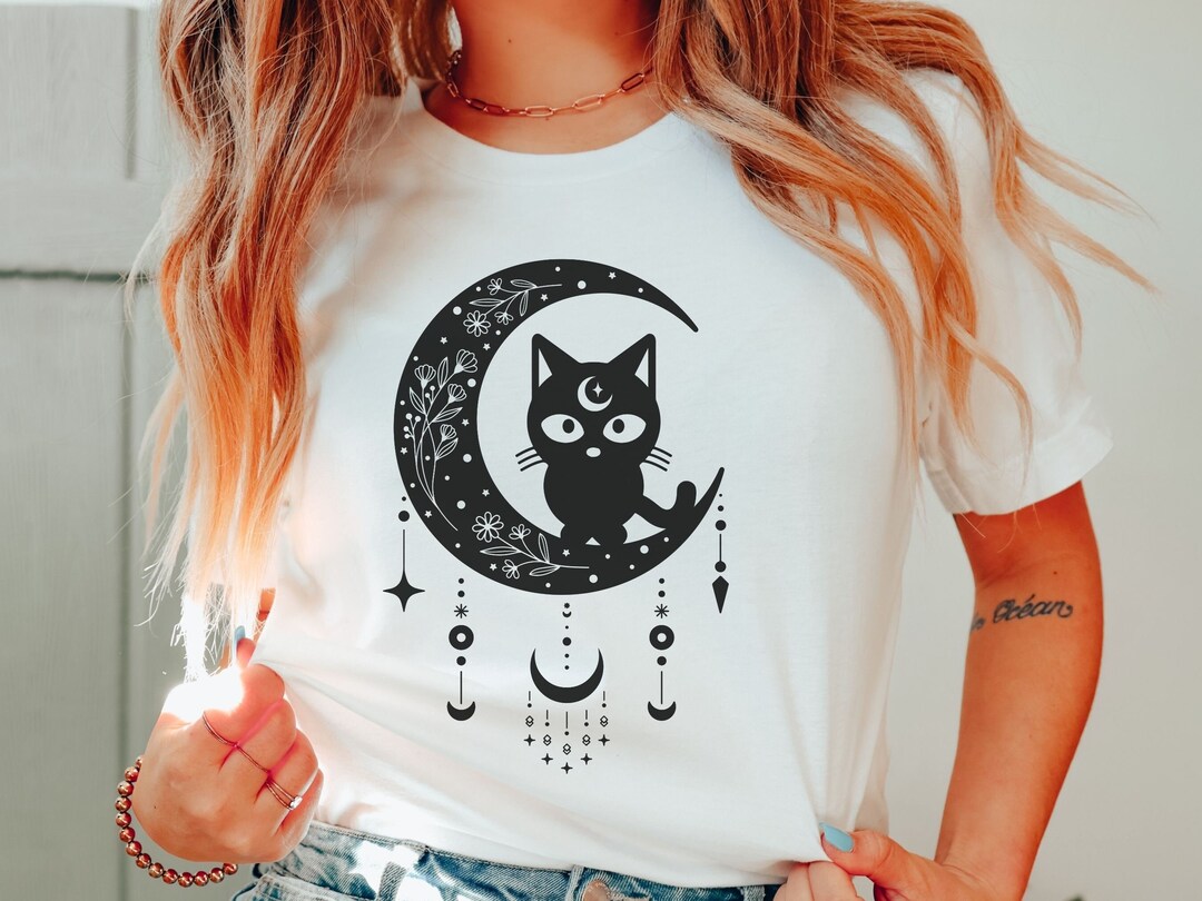 Cat Moon Unisex Jersey Short Sleeve Tee | Cat Mom Shirt | Best Friend ...