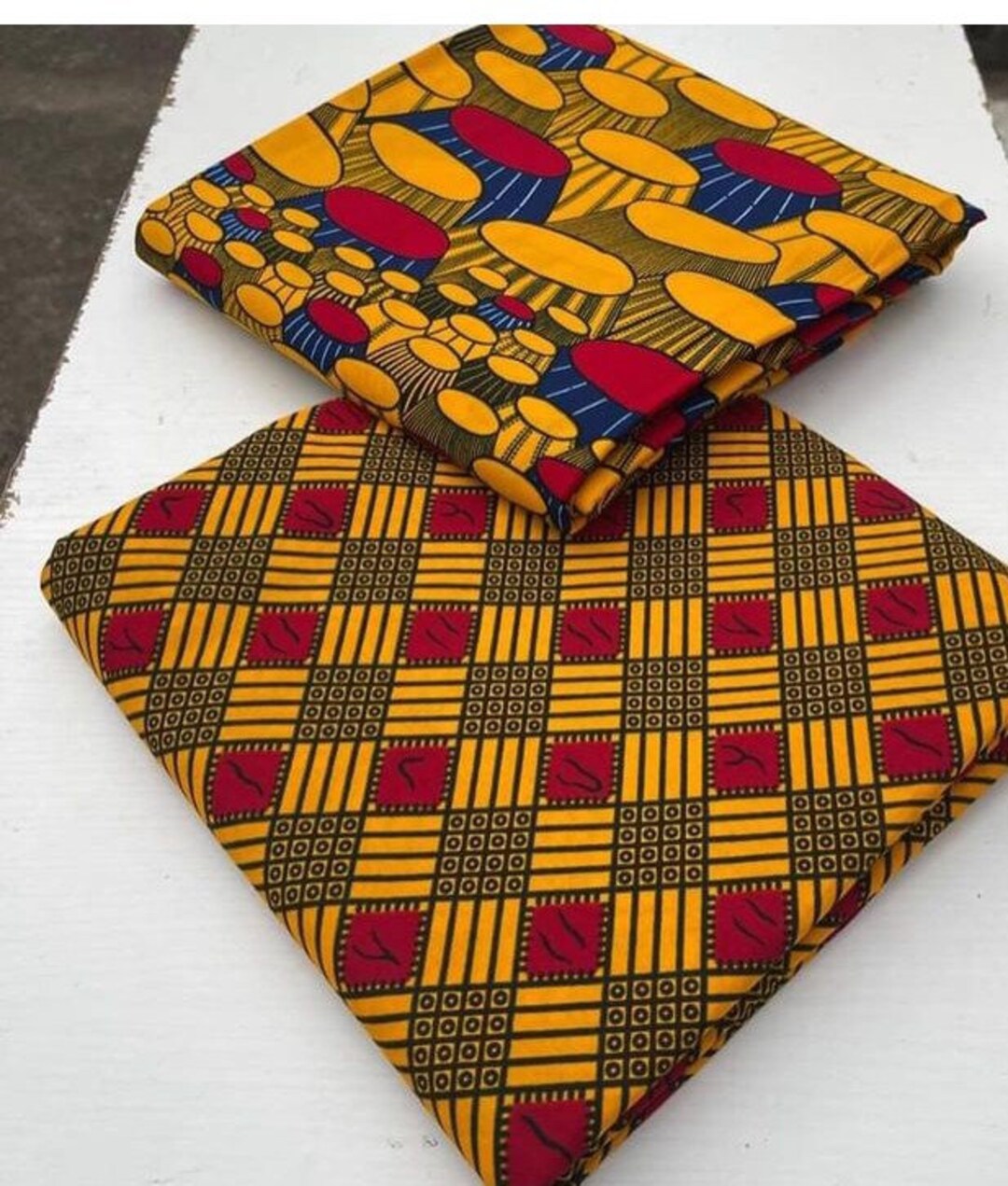 African Print Ankara Fabric, Orange Ankara Print Fabric by 6 Yards ...