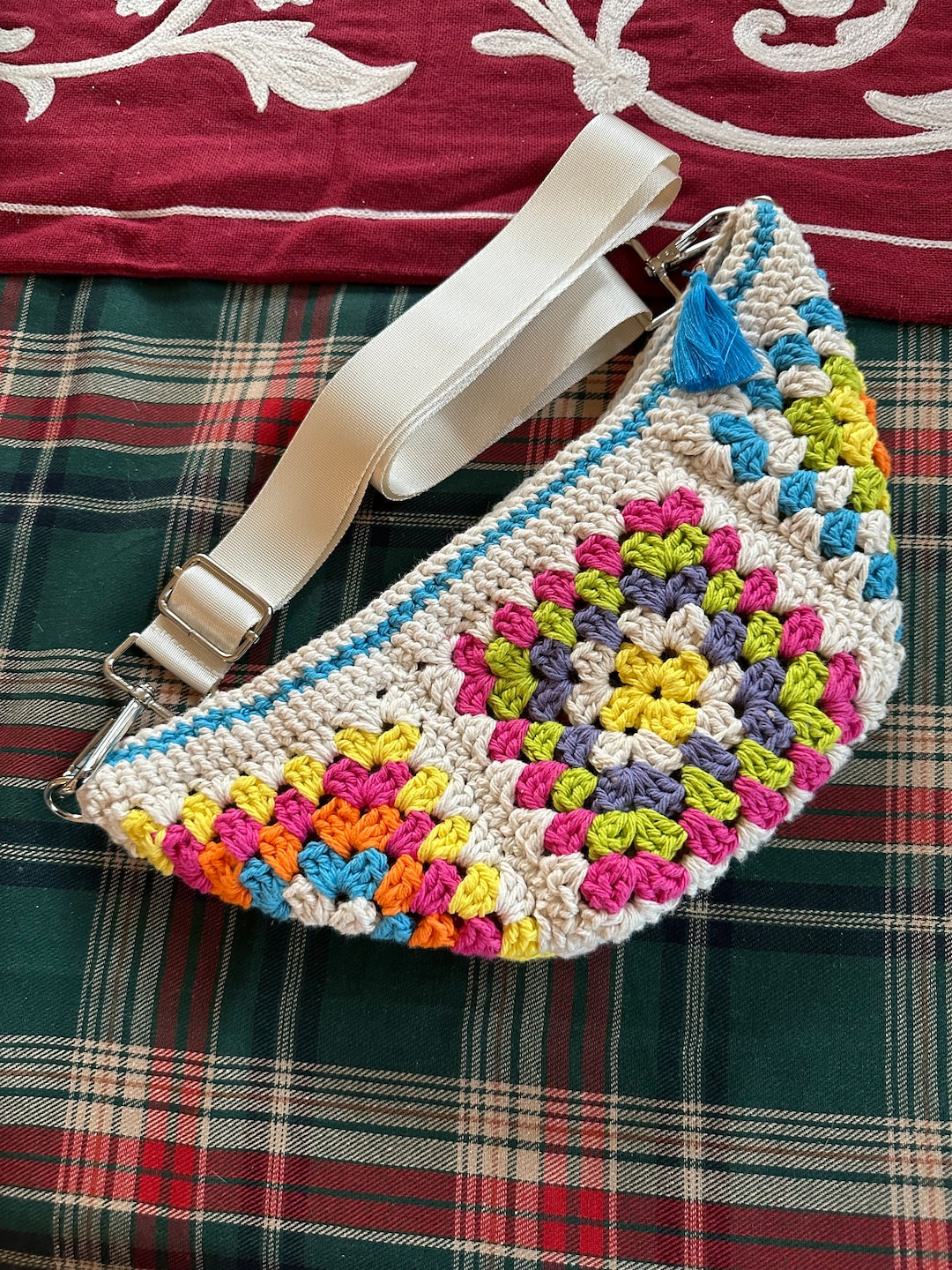 Crocheted Granny Square Sling Bag Fanny Pack Gift - Etsy