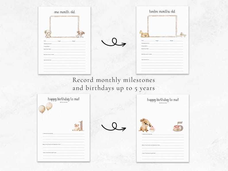Editable Dog Themed Baby Book Printable Canva Template, Baby Memory ...