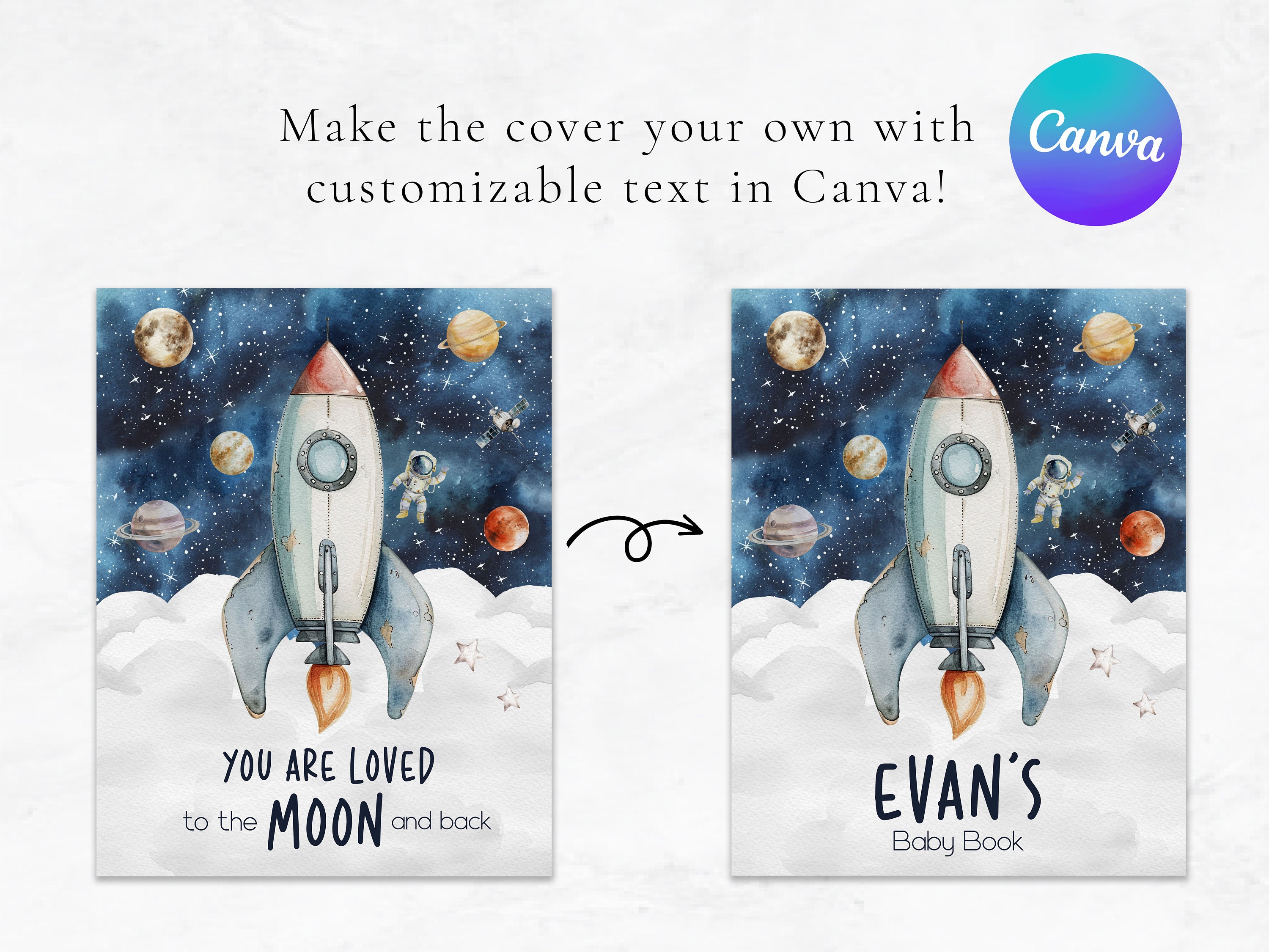 Space Printable Baby Book, Astronaut Memory Book Pages, Baby Milestone ...