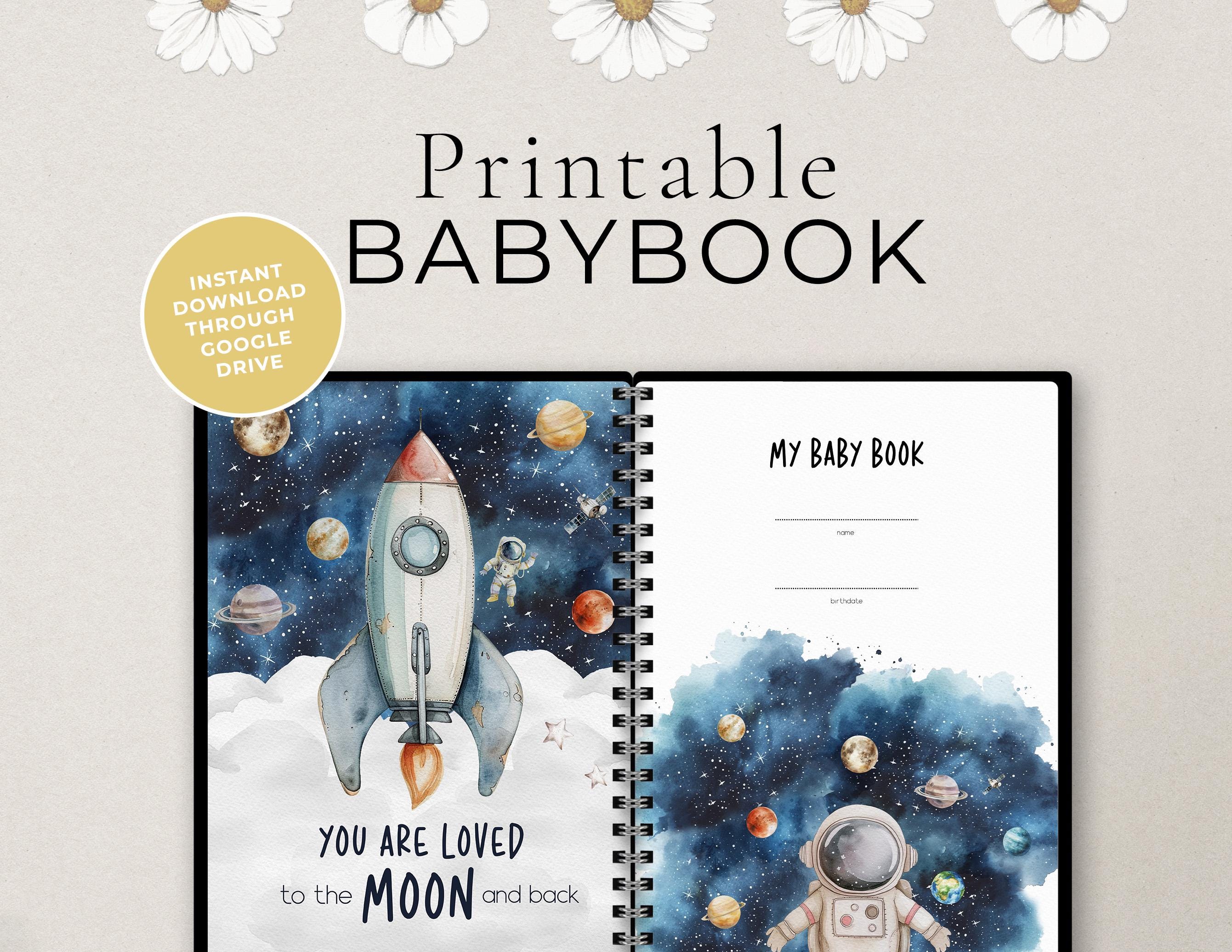 Space Printable Baby Book, Astronaut Memory Book Pages, Baby Milestone ...