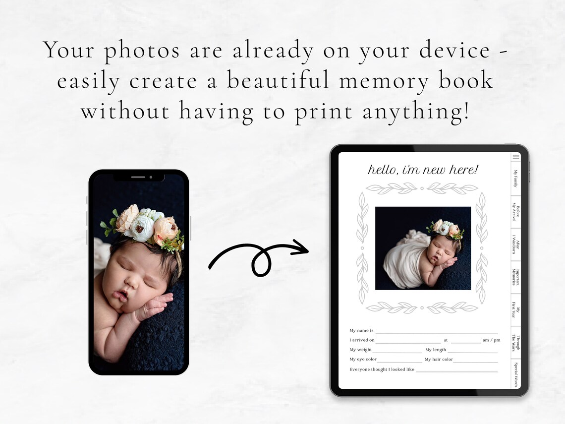 Baby Book Digital Planner, Baby Memory Book Pages, Baby Milestone ...