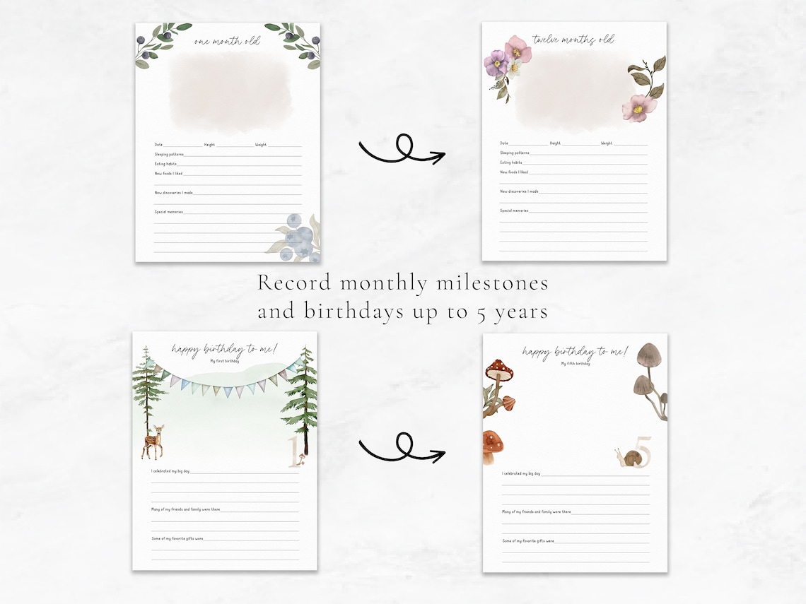 Printable Baby Milestone Keepsake Book, Babys First Year Memory Book ...