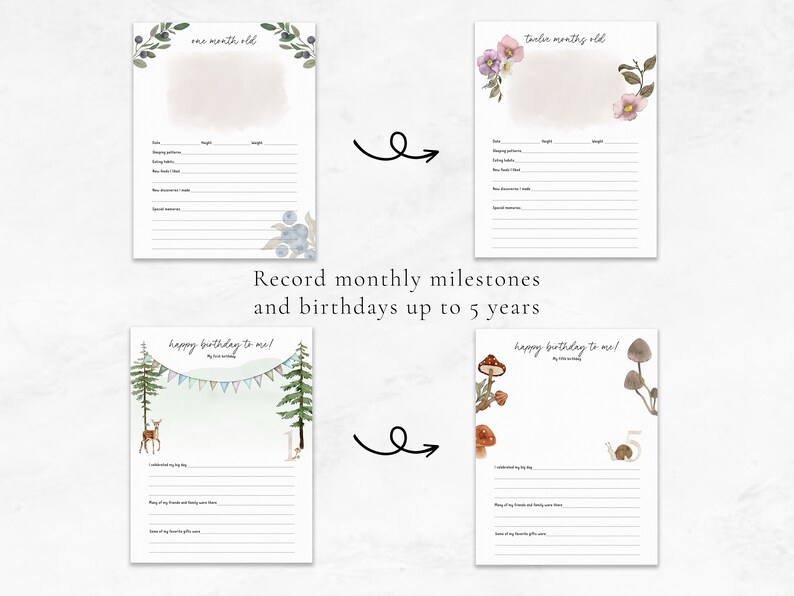 Printable Baby Milestone Keepsake Book, Babys First Year Memory Book ...