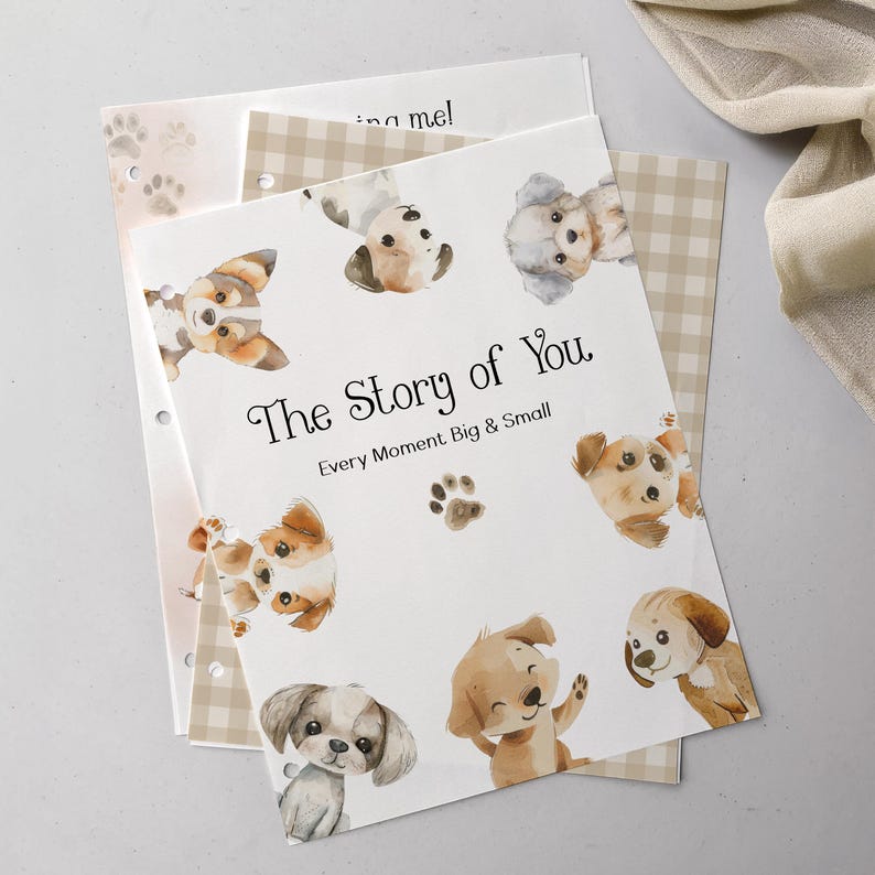 Puppy Printable Baby Milestone Keepsake Book, Baby’s First Year Memory ...