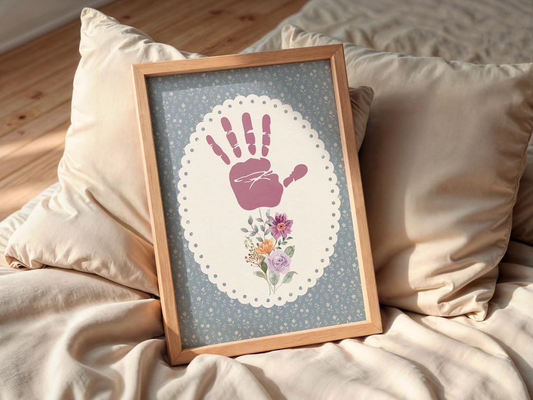 Vintage Flower Kid's Printable Handprint Art, Last Minute Mother's Day ...