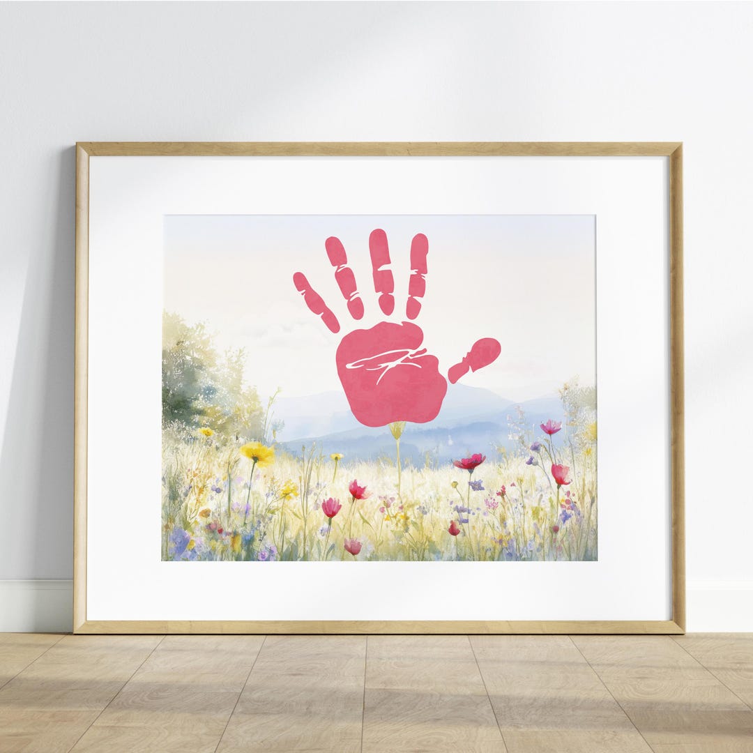 Kid's Wildflower Printable Handprint Art, Last Minute Mother's Day ...