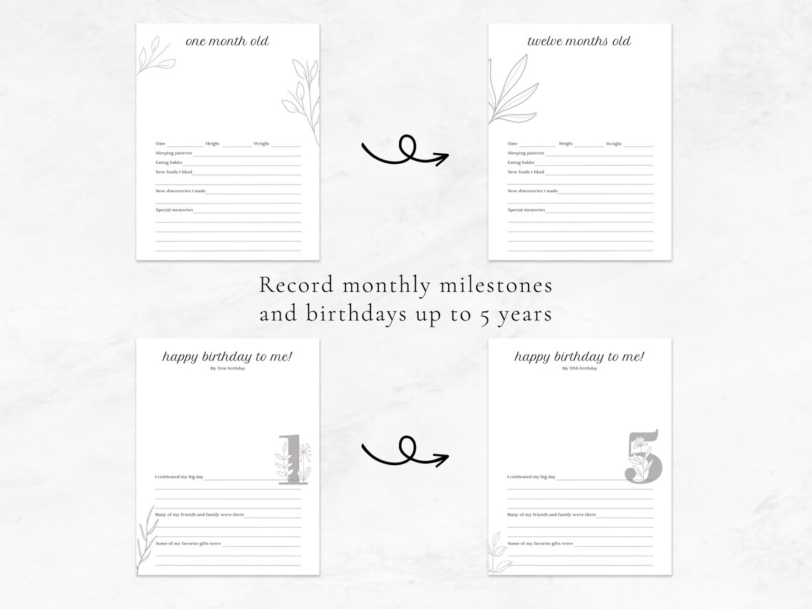 Baby Book Digital Planner Baby Memory Book Pages Baby Milestone ...