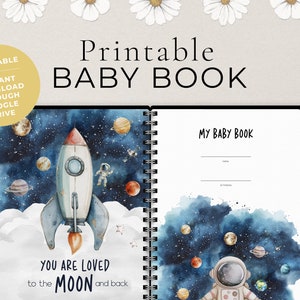 Space Printable Baby Book, Astronaut Memory Book Pages, Baby Milestone ...