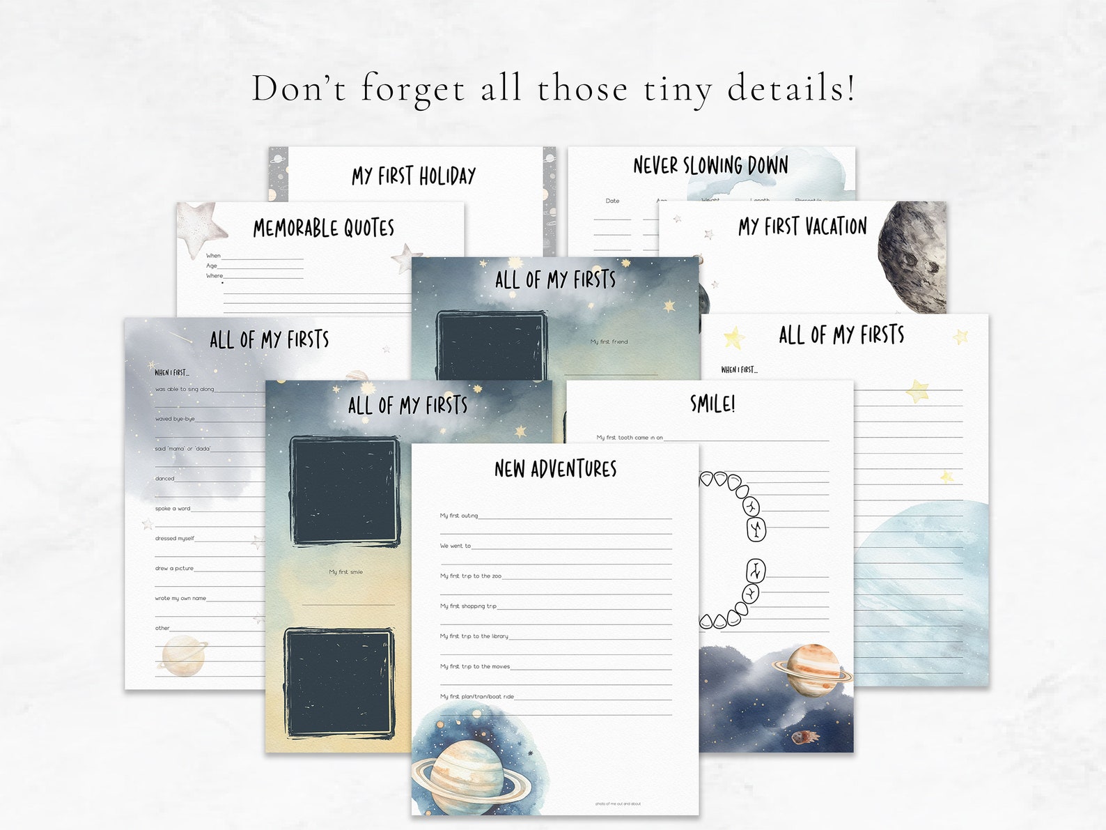 Space Printable Baby Book, Astronaut Memory Book Pages, Baby Milestone ...
