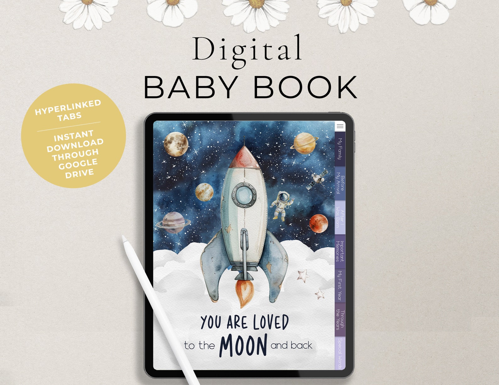 Outer Space Digital Baby Milestone Keepsake Book for Goodnotes,baby’s ...