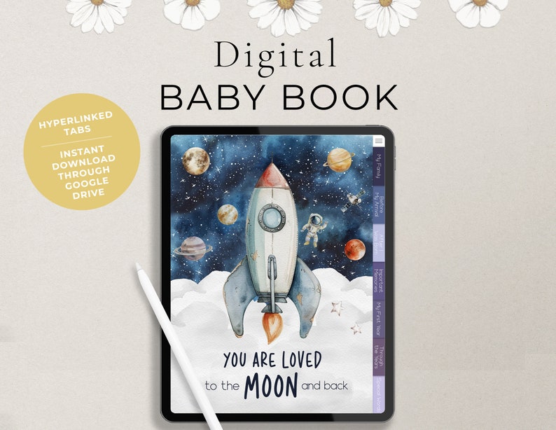 Outer Space Digital Baby Milestone Keepsake Book for Goodnotes,baby’s ...
