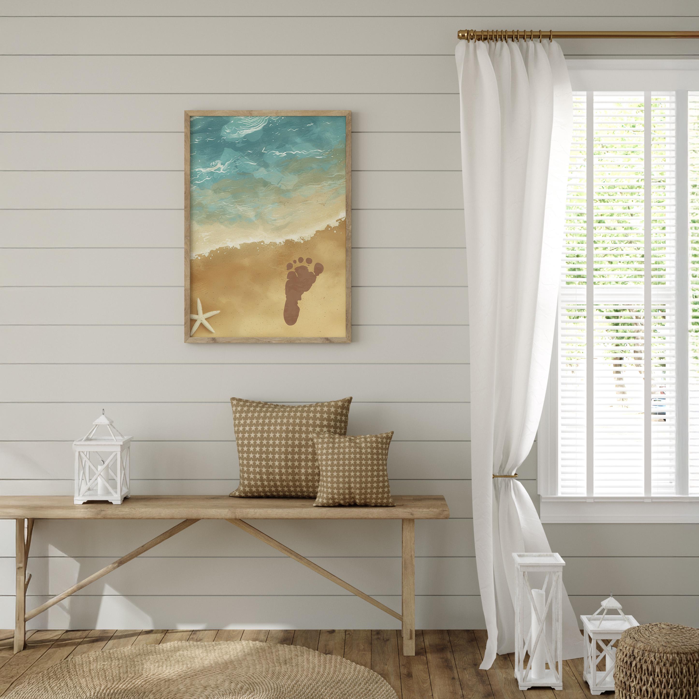 Kid's Beach Printable Footprint Art, Last Minute Mother's Day Craft ...