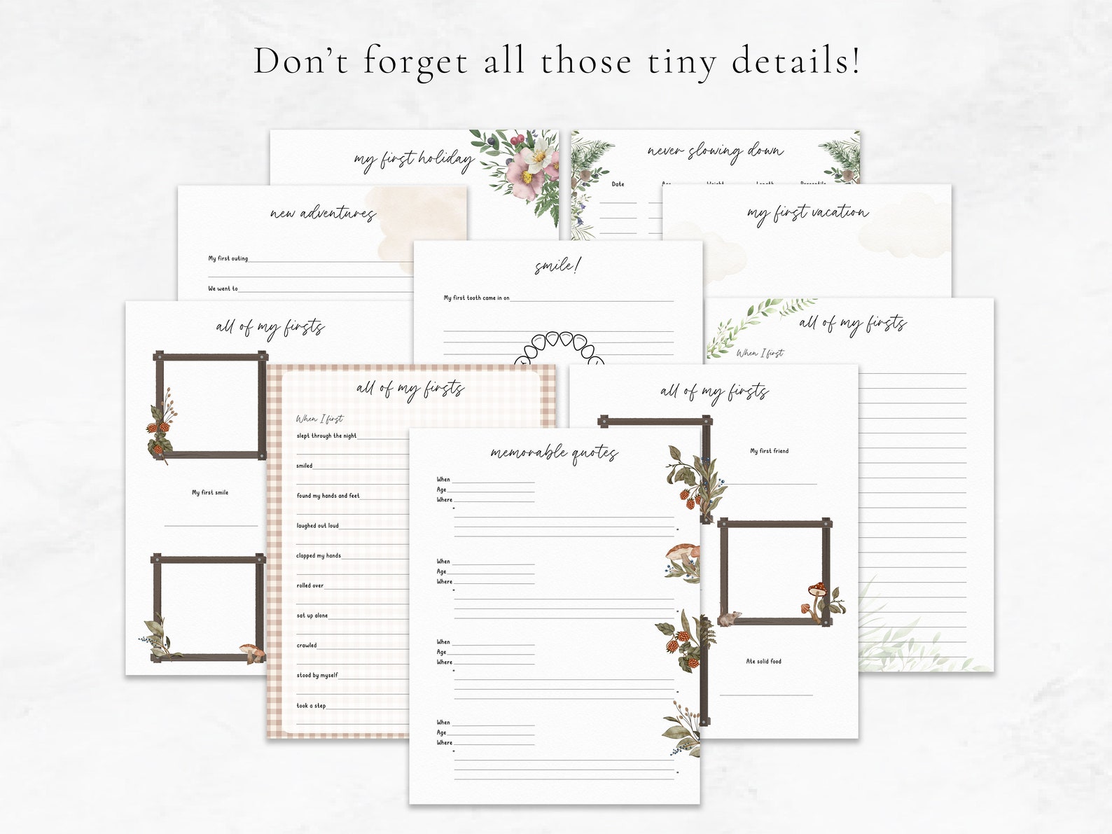 Printable Baby Milestone Keepsake Book, Babys First Year Memory Book ...