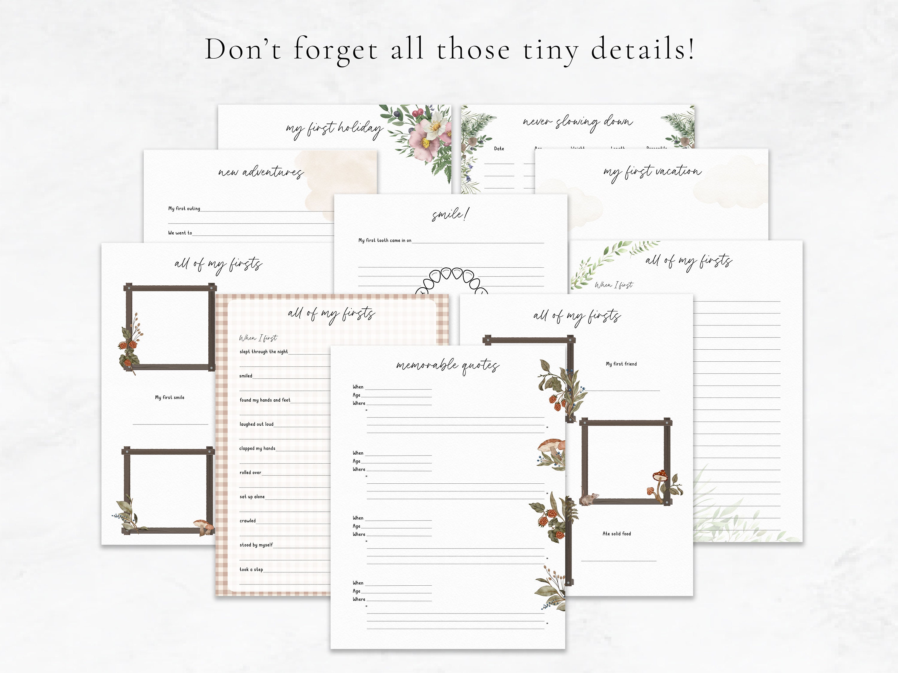 Printable Baby Milestone Keepsake Book, Babys First Year Memory Book ...