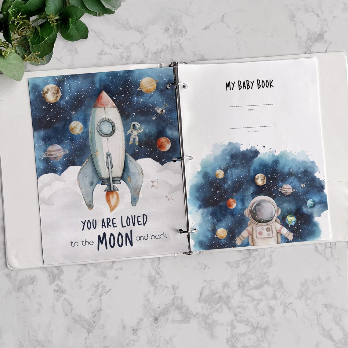 Space Printable Baby Book, Astronaut Memory Book Pages, Baby Milestone ...