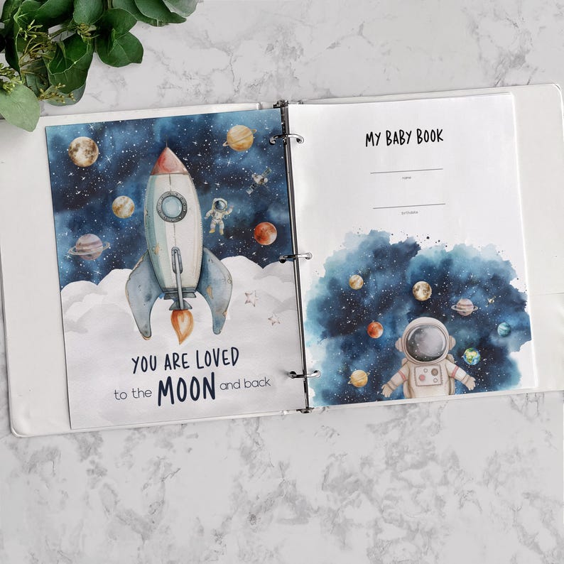 Space Printable Baby Book, Astronaut Memory Book Pages, Baby Milestone ...