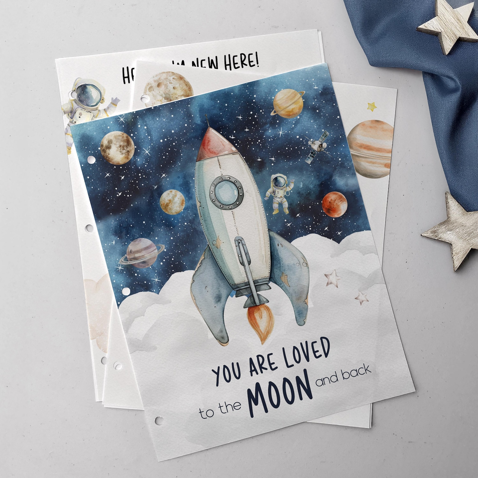 Space Printable Baby Book, Astronaut Memory Book Pages, Baby Milestone ...