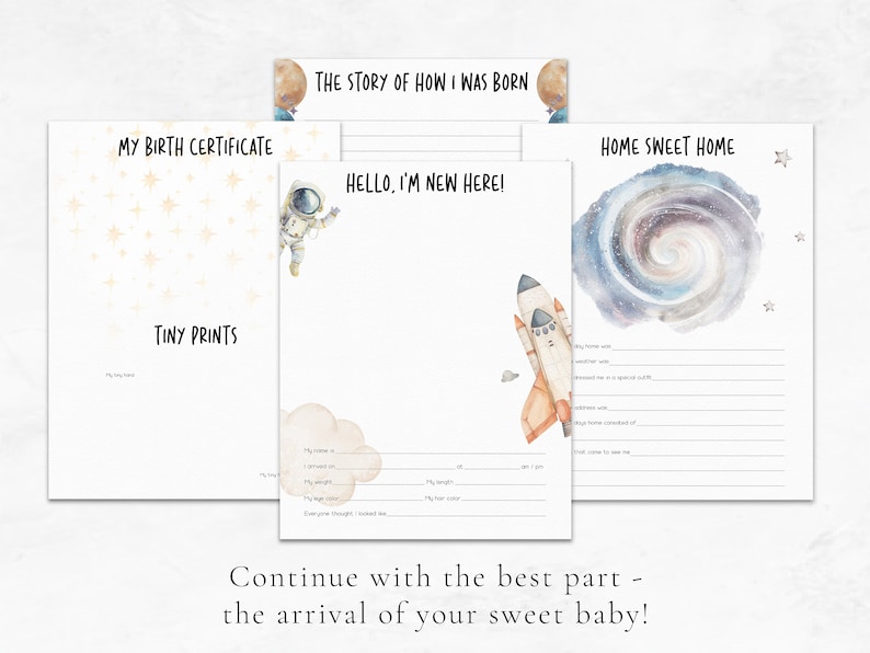 Space Printable Baby Book, Astronaut Memory Book Pages, Baby Milestone ...