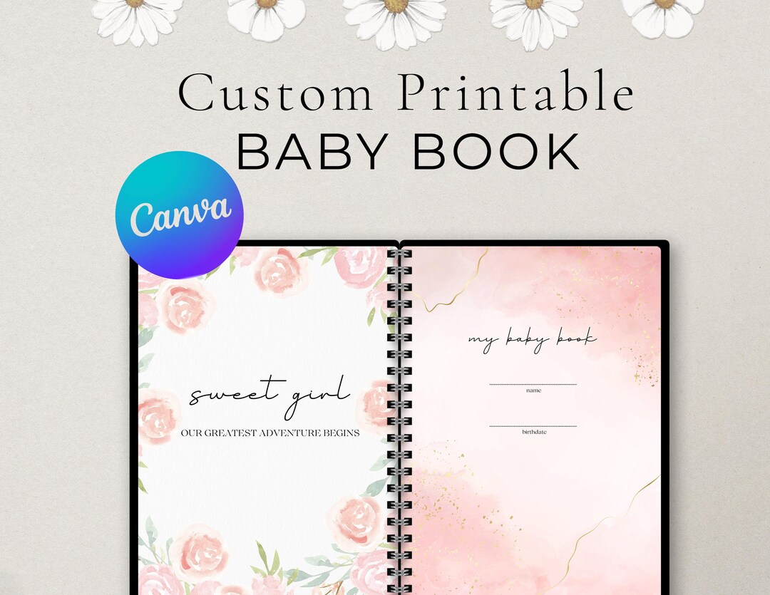 Editable Baby Book Printable Canva Template, Baby Memory Book Pages ...