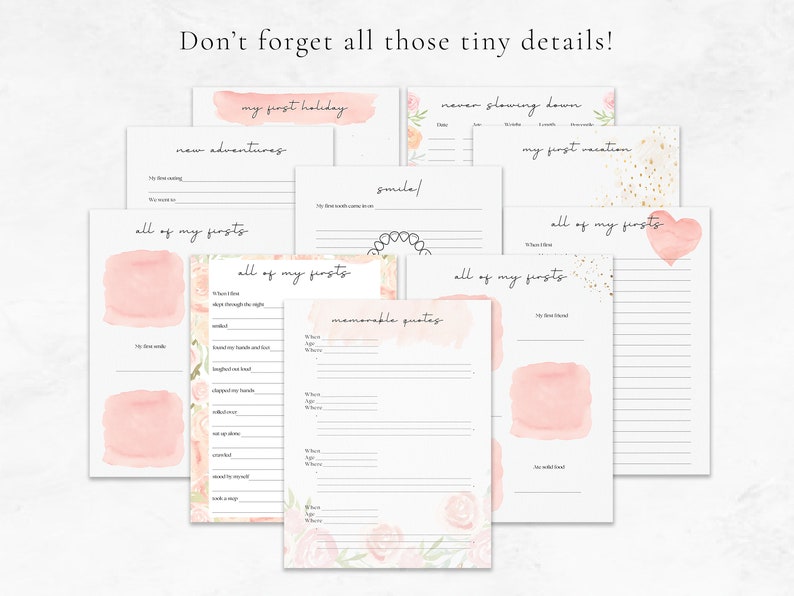 Editable Baby Book Printable Canva Template, Baby Memory Book Pages ...