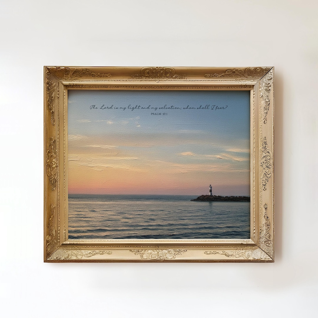 Psalm 27 Lighthouse Print, the Lord is My Light Christian Wall Art ...
