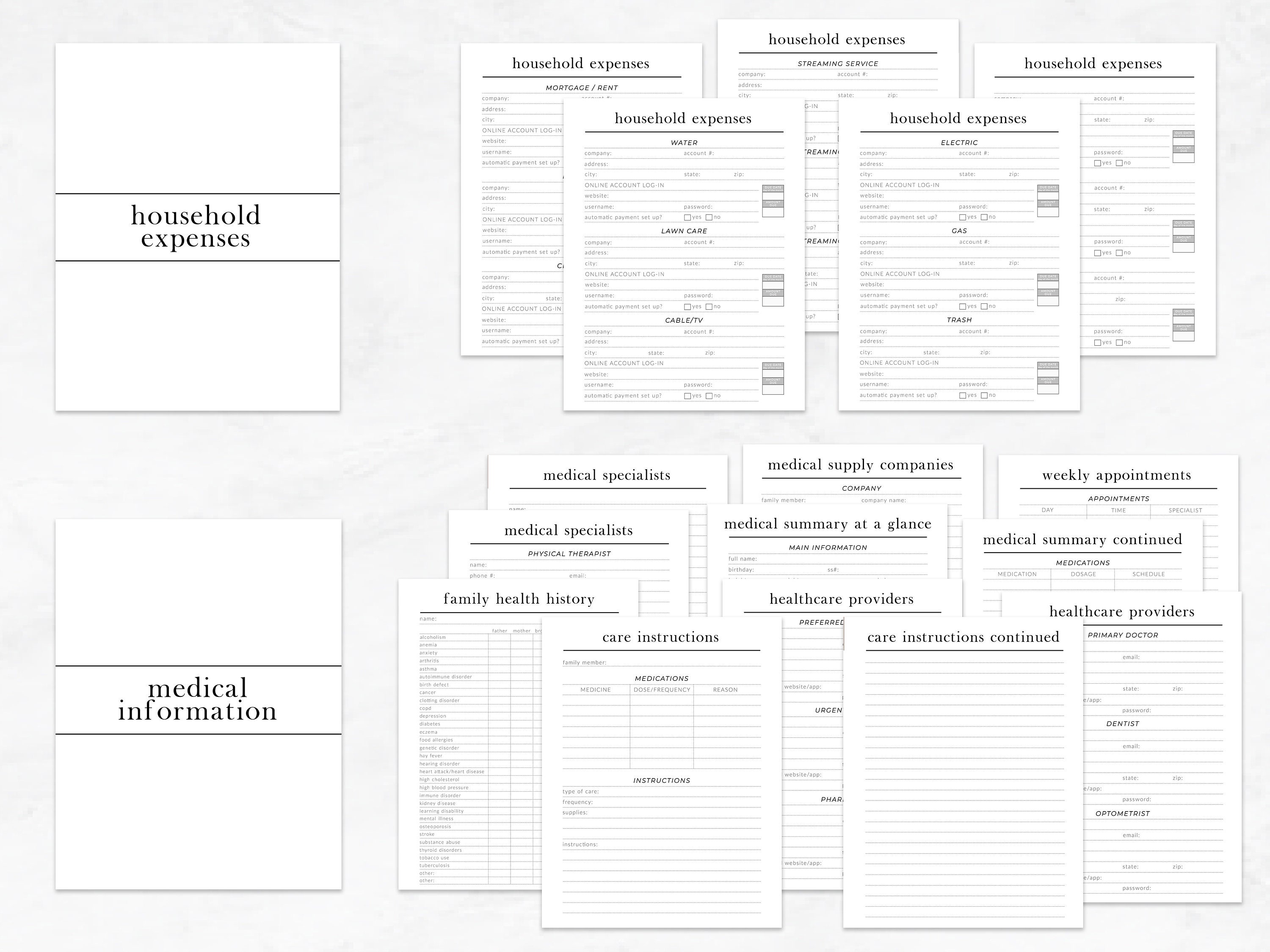 Printable Home Management Binder for Important Documents | Family ...