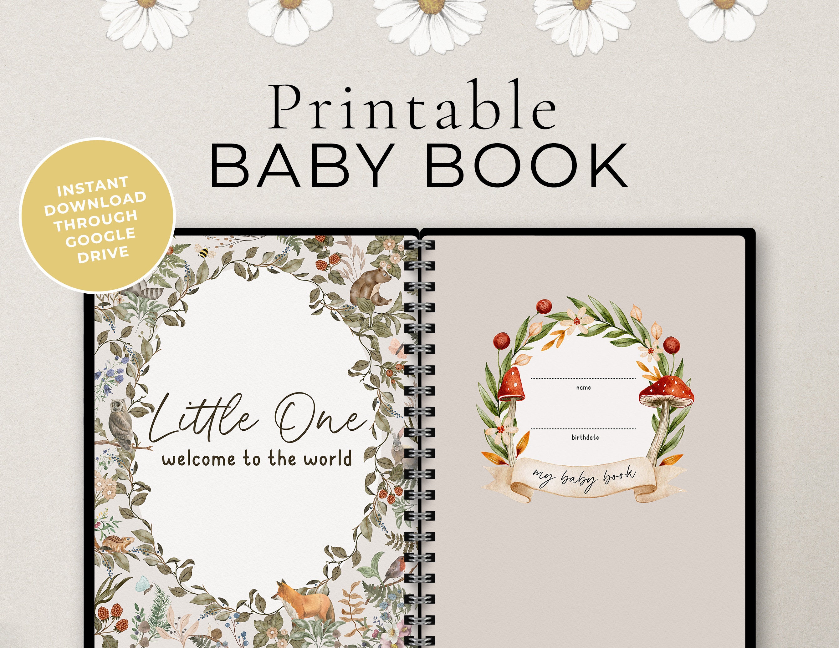 Printable Baby Milestone Keepsake Book, Babys First Year Memory Book ...