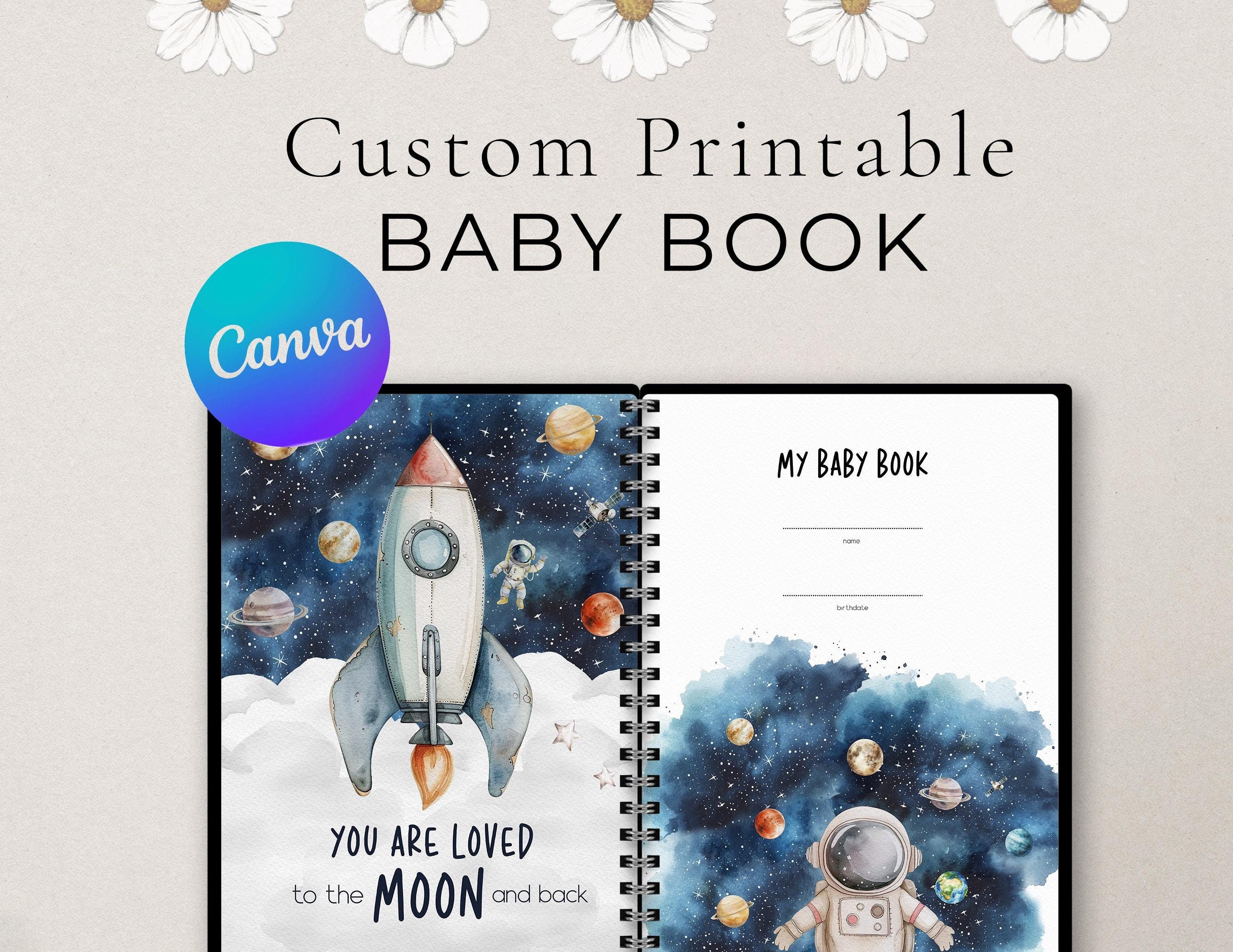Custom Space Baby Book Printable Canva Template, Astronaut Baby Memory ...