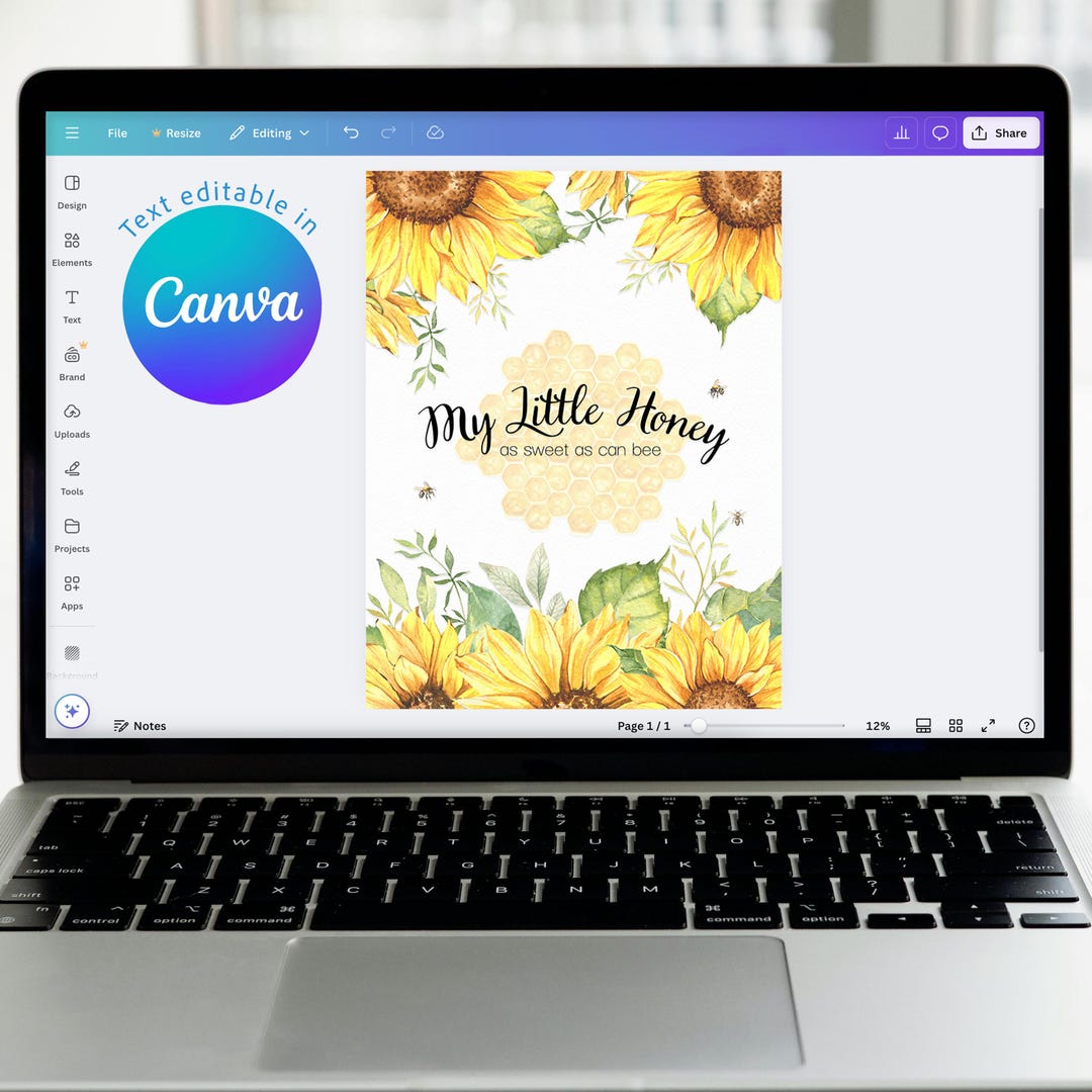 Editable Sunflower Baby Book Printable Canva Template, Baby’s First ...