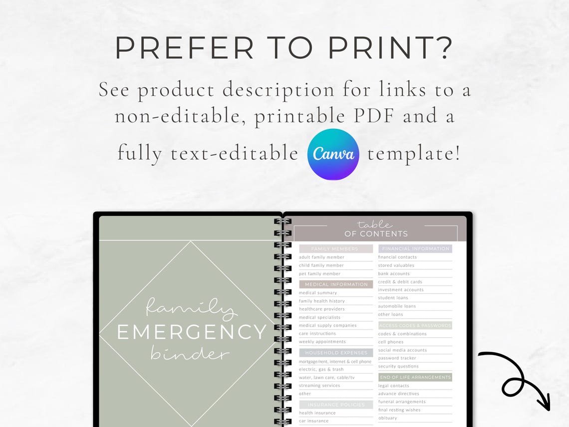 Digital Home Management Binder for Goodnotes, Family Planner, Emergency ...