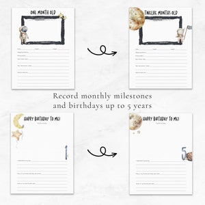 Space Printable Baby Book, Astronaut Memory Book Pages, Baby Milestone ...