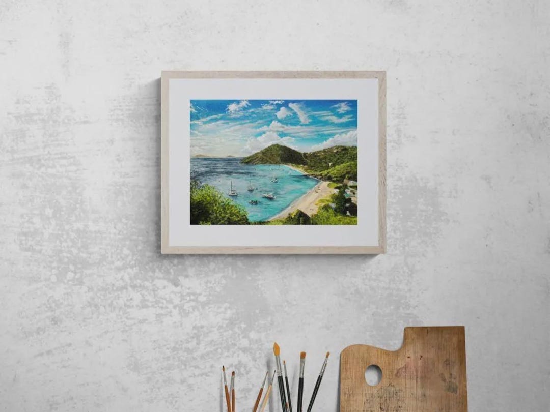 White Bay, BVI Painting: Island Seascape Acrylic Art on Canvas (16" X ...