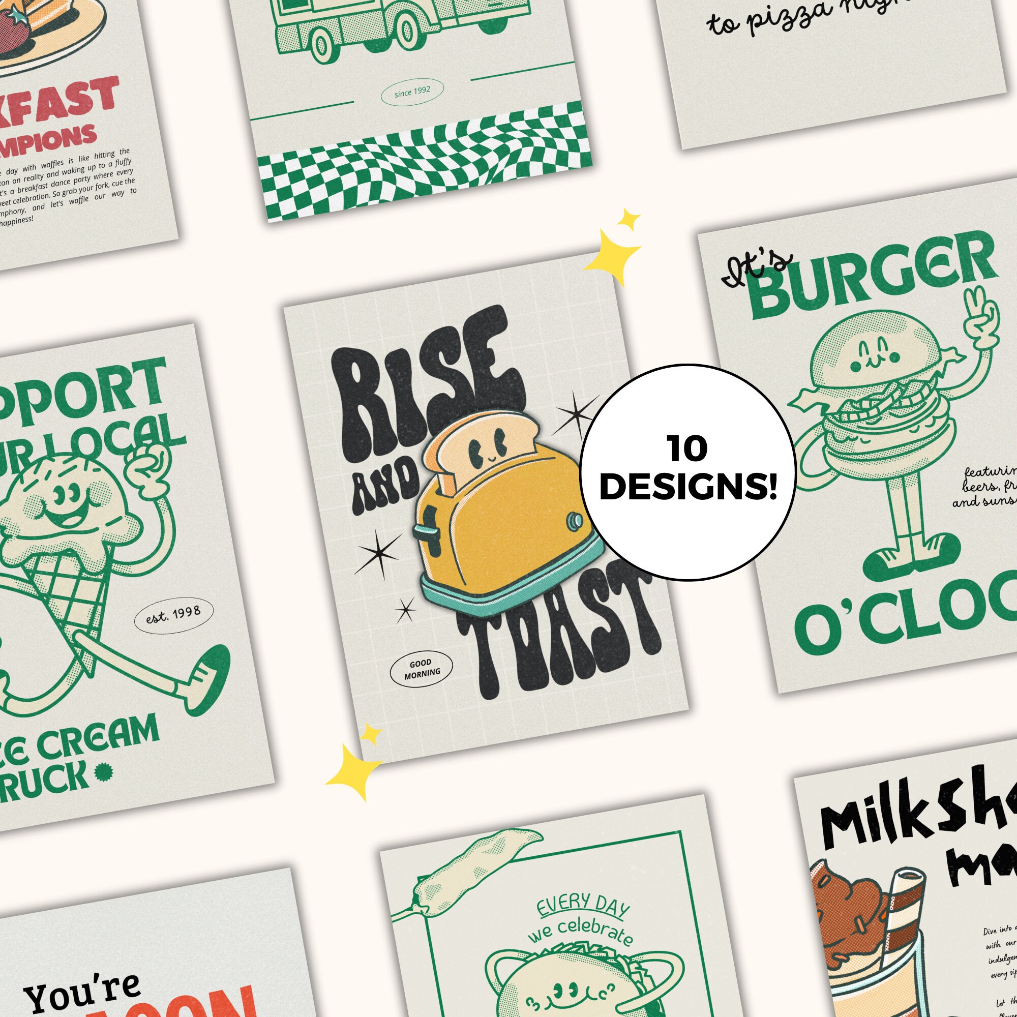 PLR Retro Flat Printable Posters, Resellable Wall Art for Passive ...