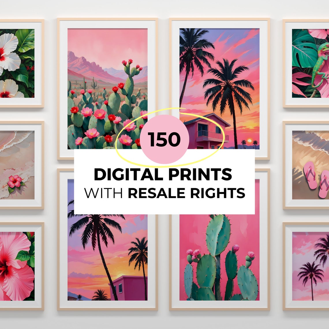 150 Summer Wall Art Prints With Private Label Rights, Colorful Digital ...
