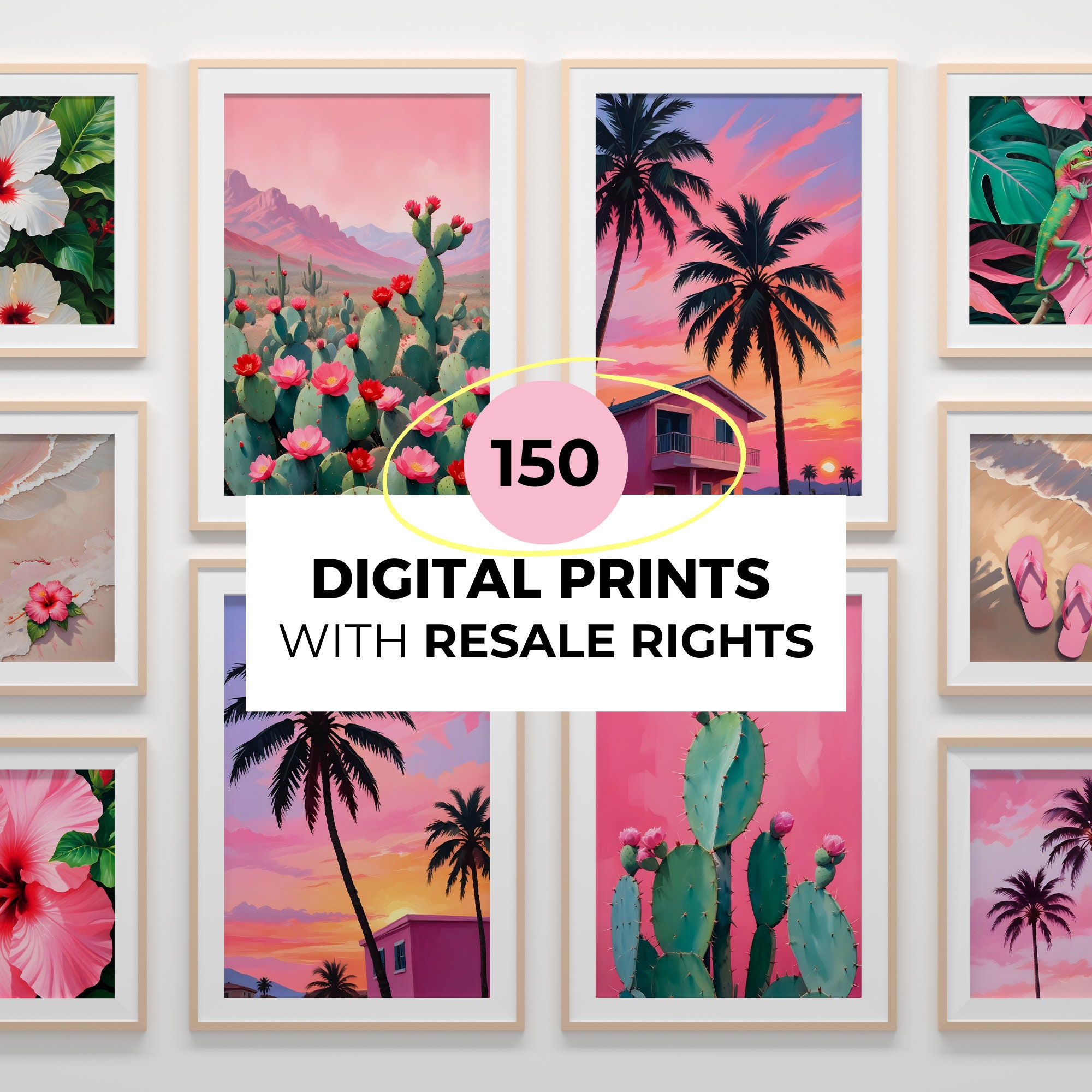 150 Summer Wall Art Prints With Private Label Rights, Colorful Digital ...
