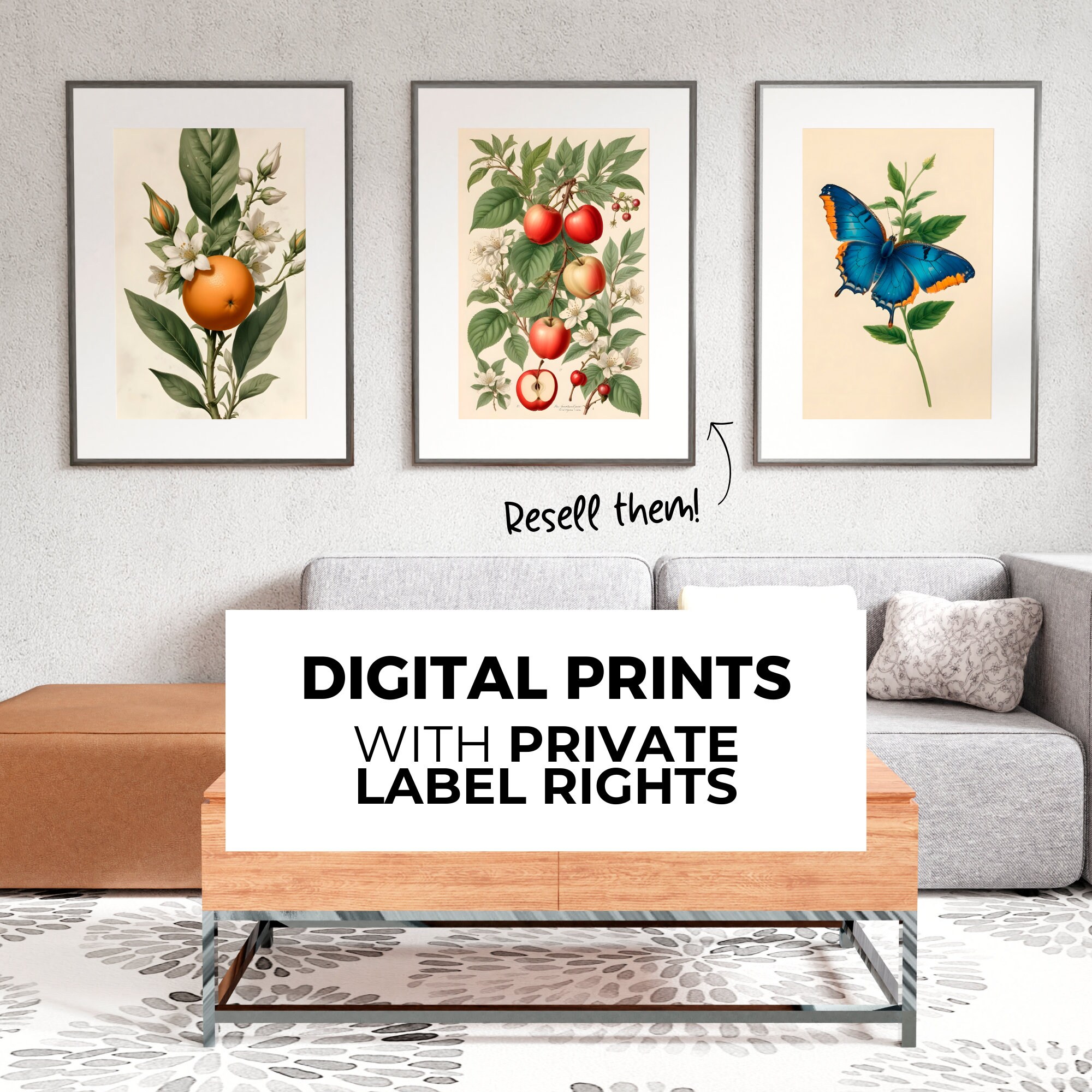 150 Vintage Wall Art Designs With PLR, Retro Digital Prints for Gallery ...