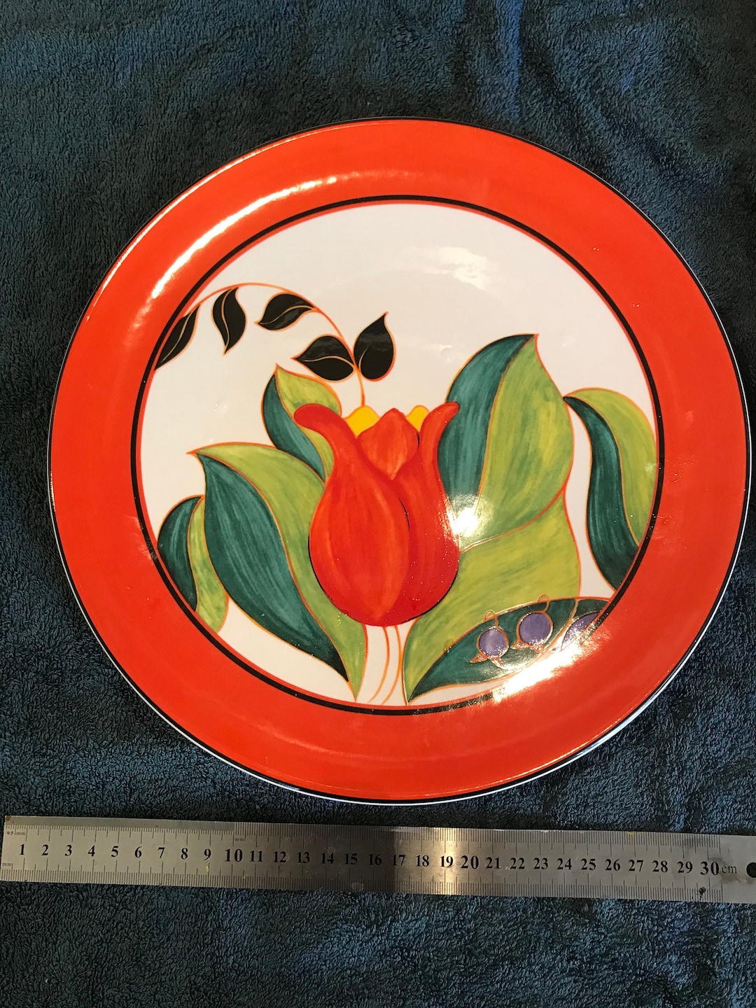 Clarice Cliff ‘tulip’ Large (31cm Diameter) Art Deco Style Plate Made ...