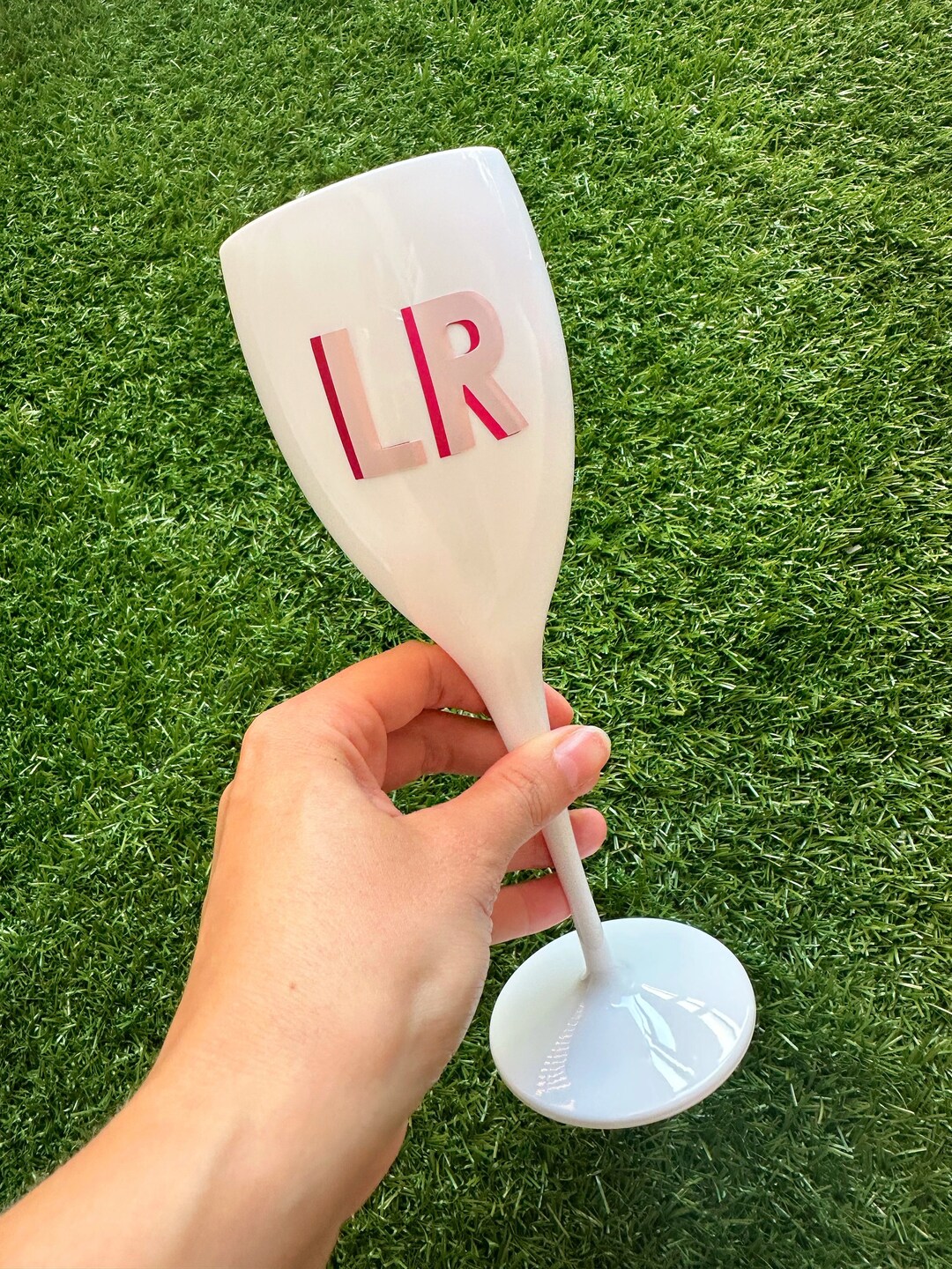 Personalized Acrylic Champagne Flutes Color Block Initials - Etsy
