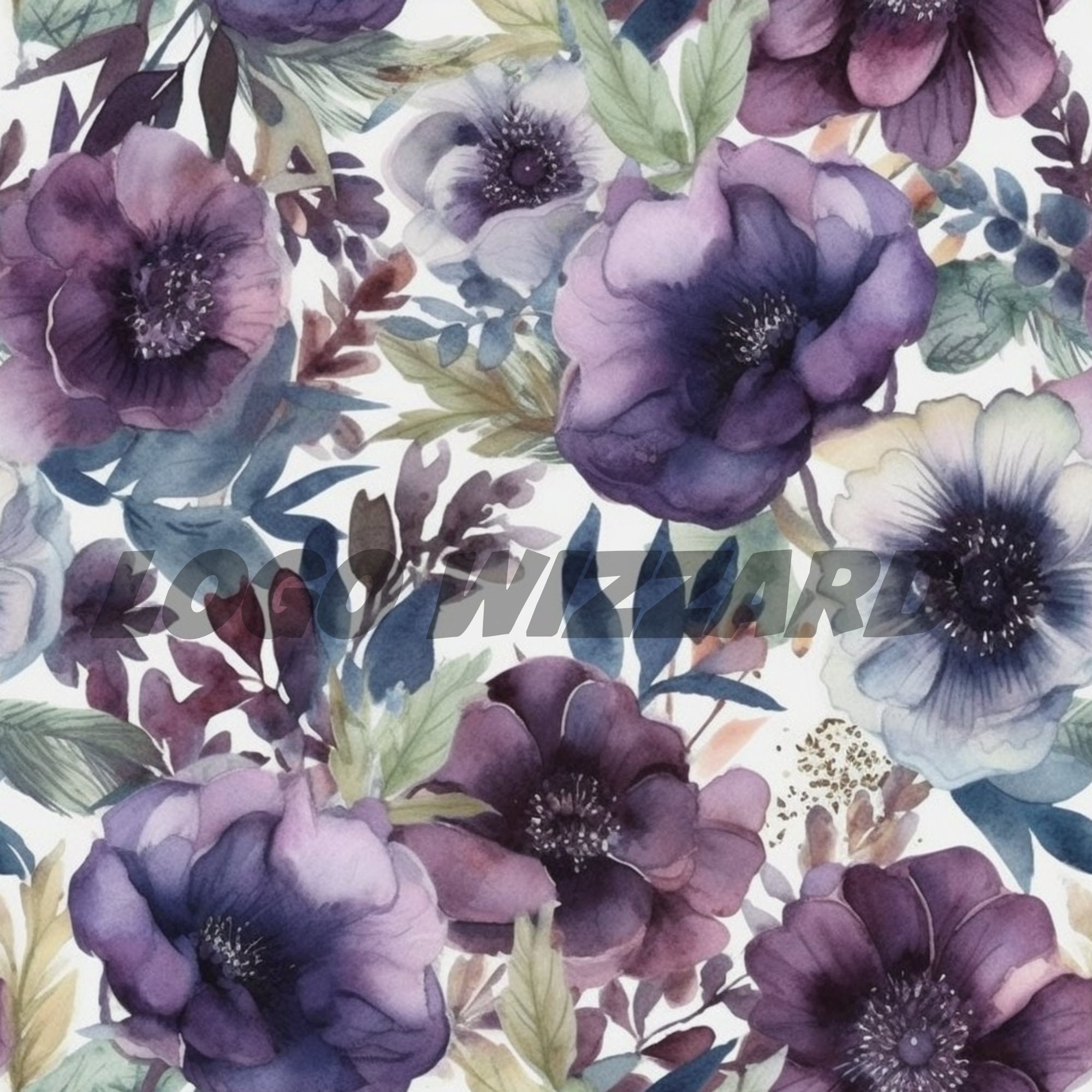 Purple Floral Digital Paper SEAMLESS Watercolor Flower Patterns 12 ...