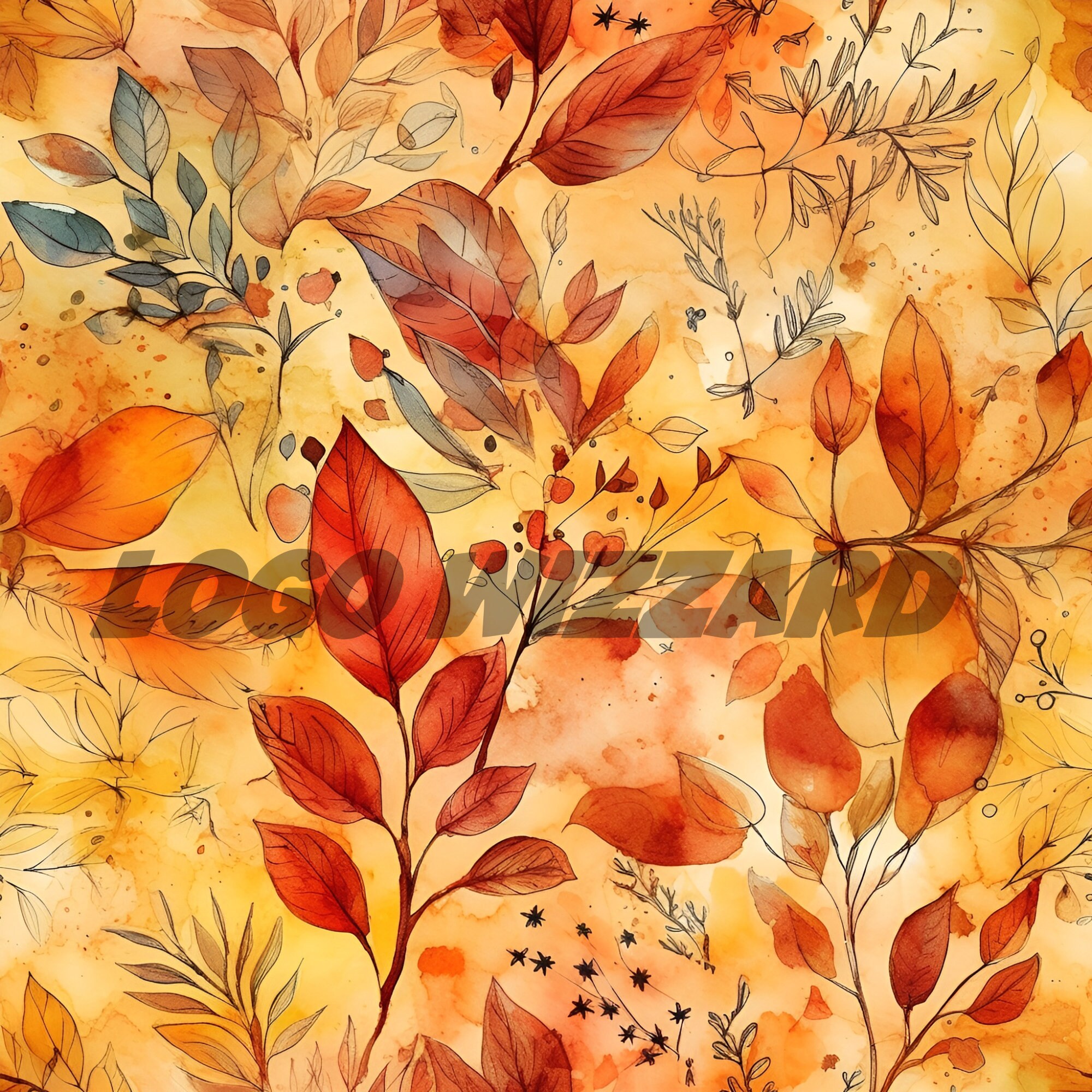 Autumn Floral Digital Paper - SEAMLESS - Watercolor Flower Patterns ...