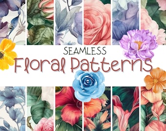 Wildflowers Digital Paper SEAMLESS Watercolor Wildflower Patterns 12 ...